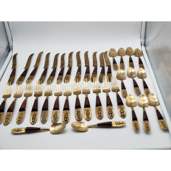 Vintage | Dining | 36 Piece Siam Silverware Set Spoons Forks Knives ...